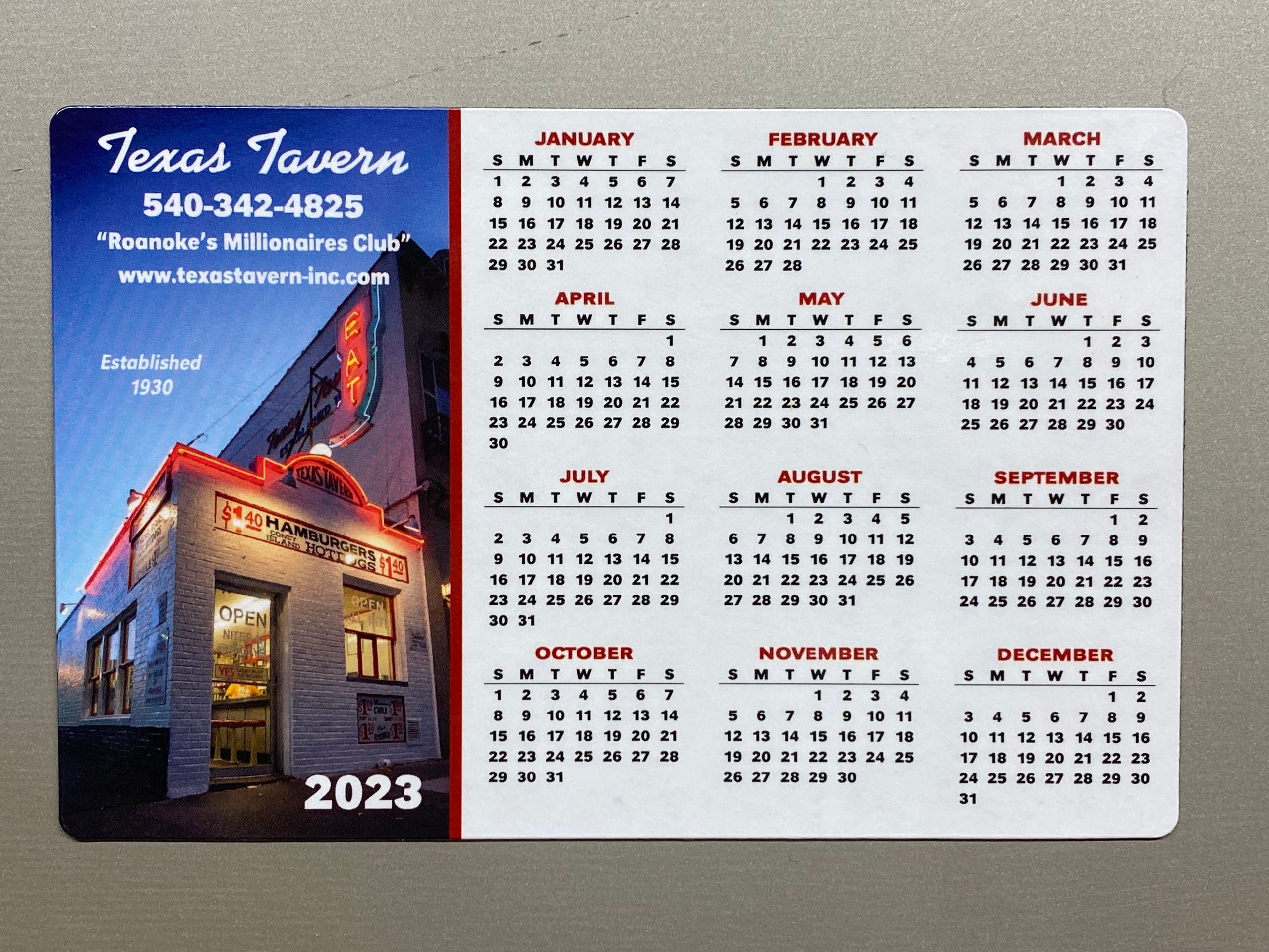 2023 Calendar Magnet | Texas Tavern, Inc. 2023 Calendar Magnet | Texas Tavern, Inc.